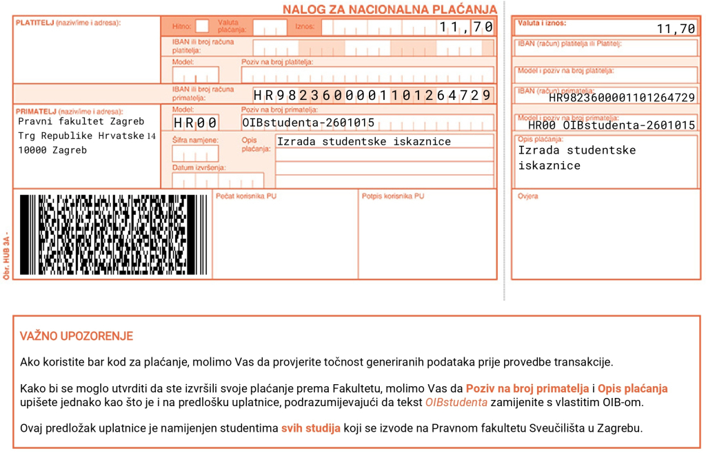 Studentska služba / Opće informacije - Pravni fakultet Sveučilišta u Zagrebu